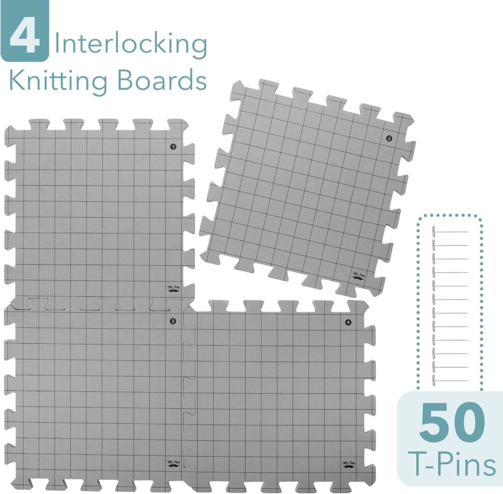 Crochet Blocking Boards - 12”x12”, 4 Pack with 50 T-Pins by Mr. Pen ...