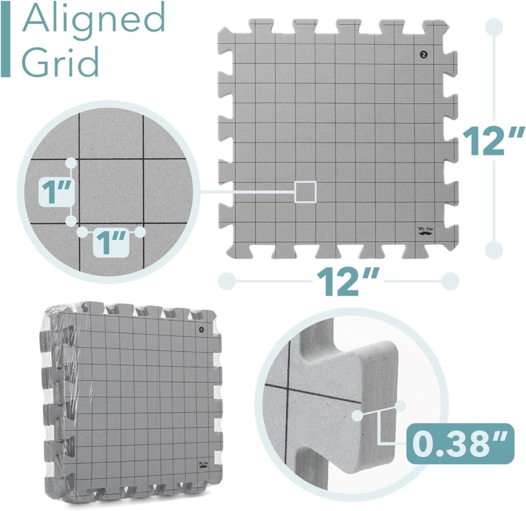 Crochet Blocking Boards - 12”x12”, 4 Pack with 50 T-Pins by Mr. Pen ...