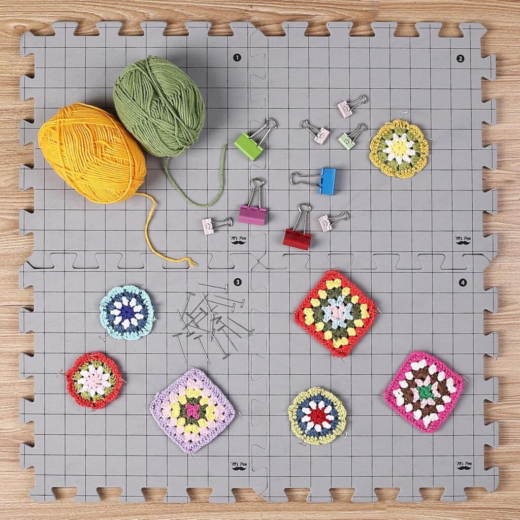 Crochet Blocking Boards - 12”x12”, 4 Pack with 50 T-Pins by Mr. Pen ...