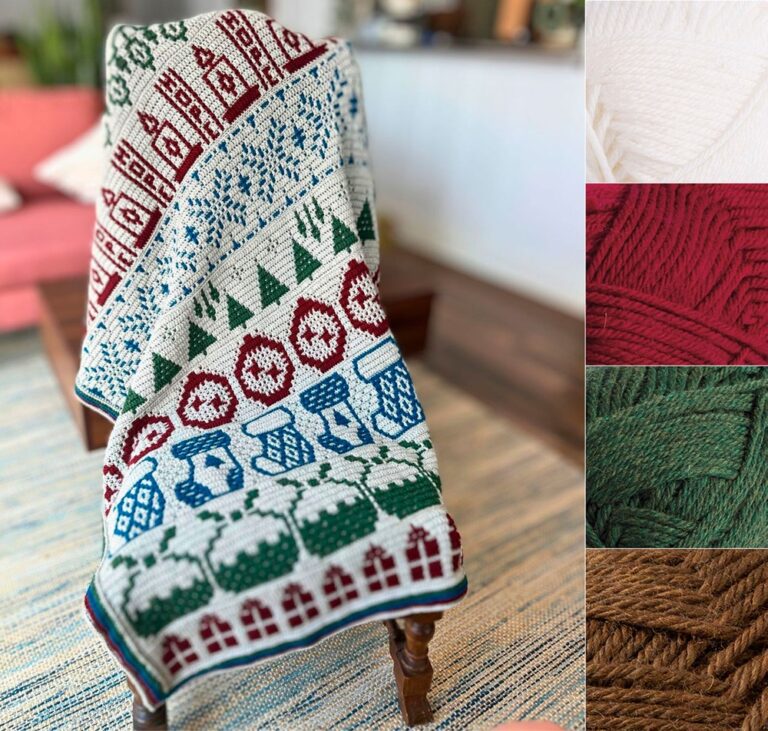 Christmas mosaic crochet blanket bundle – festive & cozy
