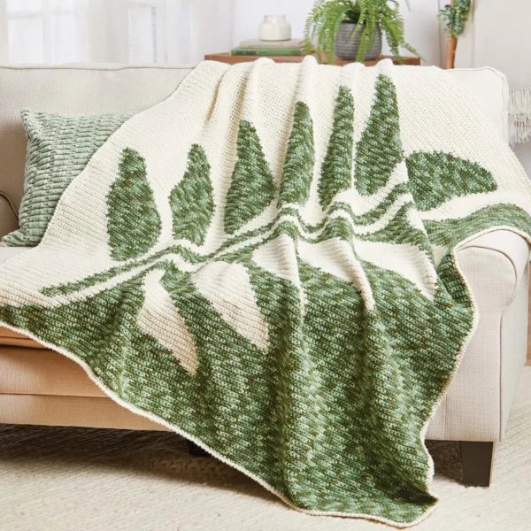 Mirrored Leaves Throw Crochet Kit – Herrschners
