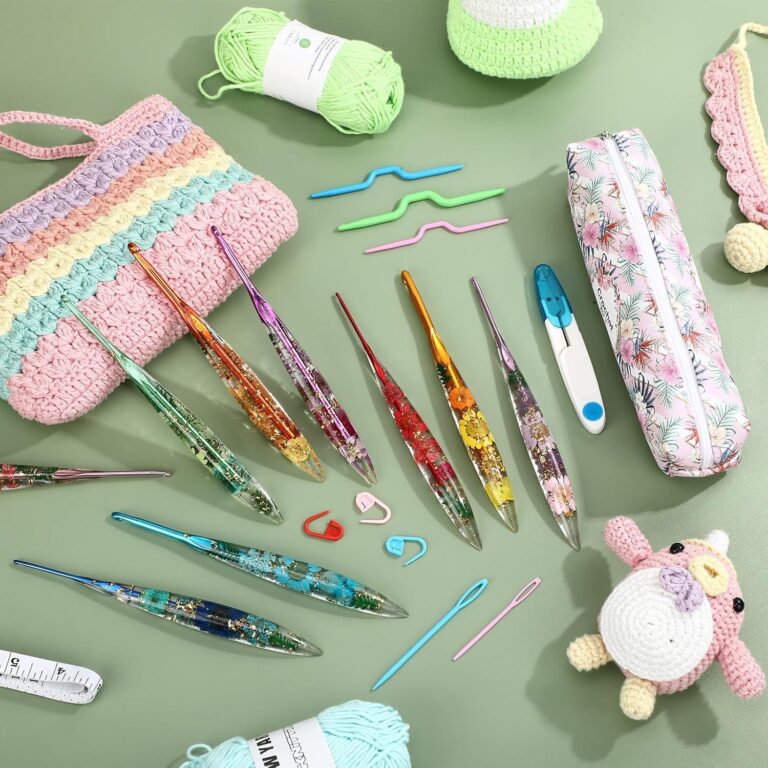 9 Piece Ergonomic Crochet Hook Set with Floral Handles – 2.0mm to 6.0mm ...