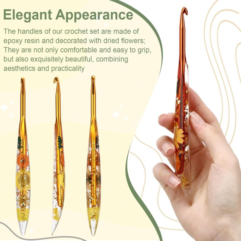 9 Piece Ergonomic Crochet Hook Set with Floral Handles – 2.0mm to 6.0mm ...